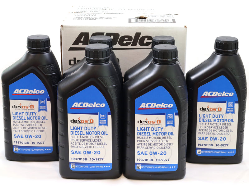 6 Quarts ACDelco DexosD 0W-20 Diesel Oil for 3.0L LM2 & LZ0 Duramax ...